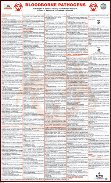 California Bloodborne Pathogens Poster | All In One Poster Company