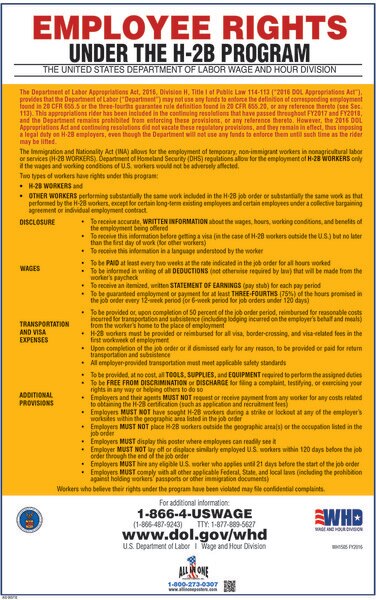 Federal H-2B | Additional Federal Posting Labor Law Poster Requirement ...