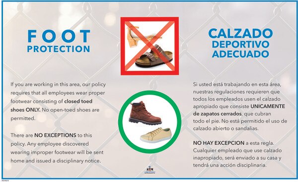 Foot Protection Poster Bilingual | OSHA Safety Poster for Workplace