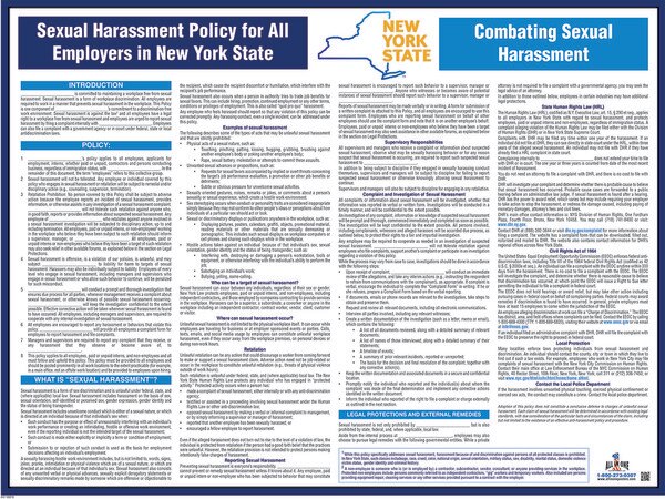 New York Sexual Harassment Workplace Poster