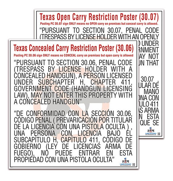 Texas Gun Law Poster Bilingual | Additional State Posting Requirement ...