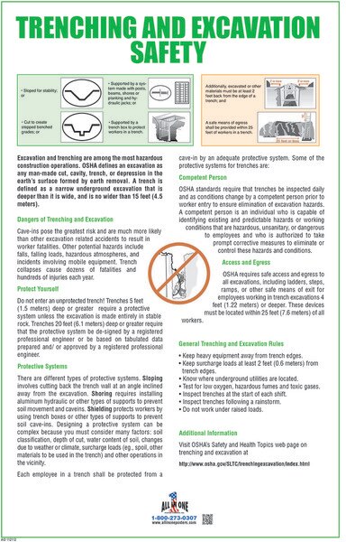 Trenching and Excavation Safety | OSHA Safety Poster for Workplace