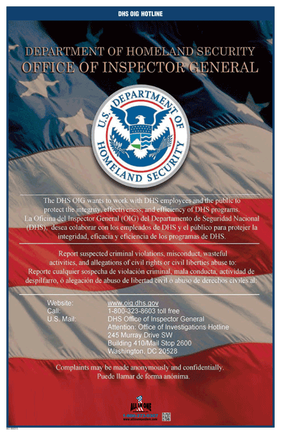 DHS OIG Hotline | Additional Federal Posting Labor Law Poster ...