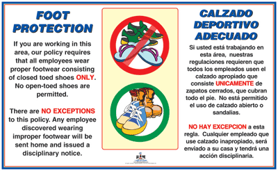 Foot Protection Poster Bilingual | OSHA Safety Poster for Workplace ...