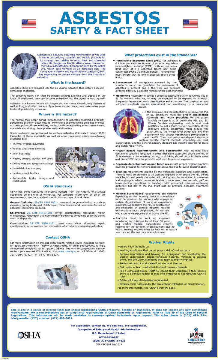 Federal Asbestos Safety Poster | OSHA Safety Poster for Workplace – All ...