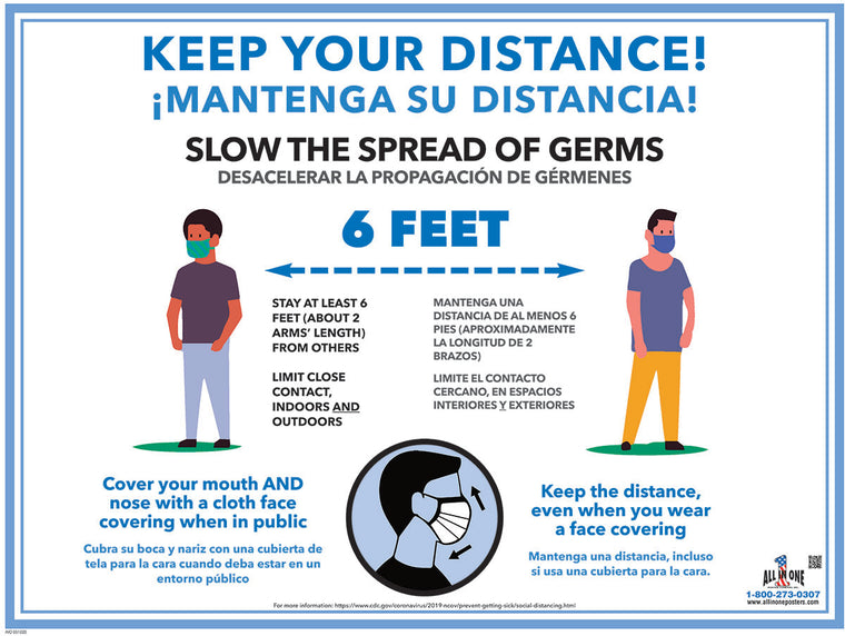 Social Distancing Safety Poster for COVID-19 Bilingual | Safety ...